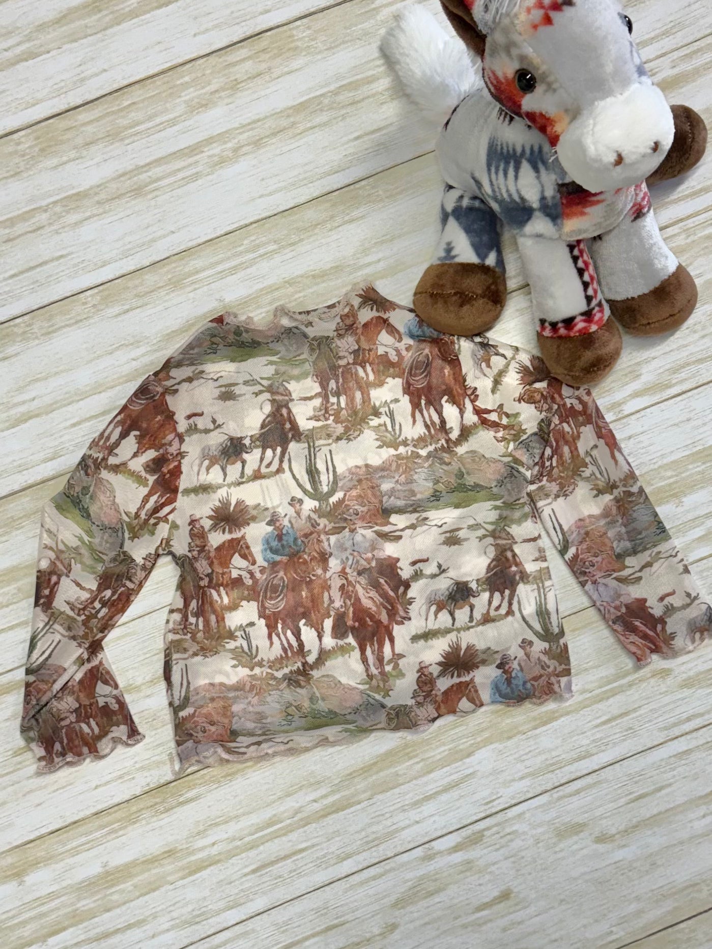 Girls Cowboy Mesh Top *6m-7yrs* – Rockin A Design TX