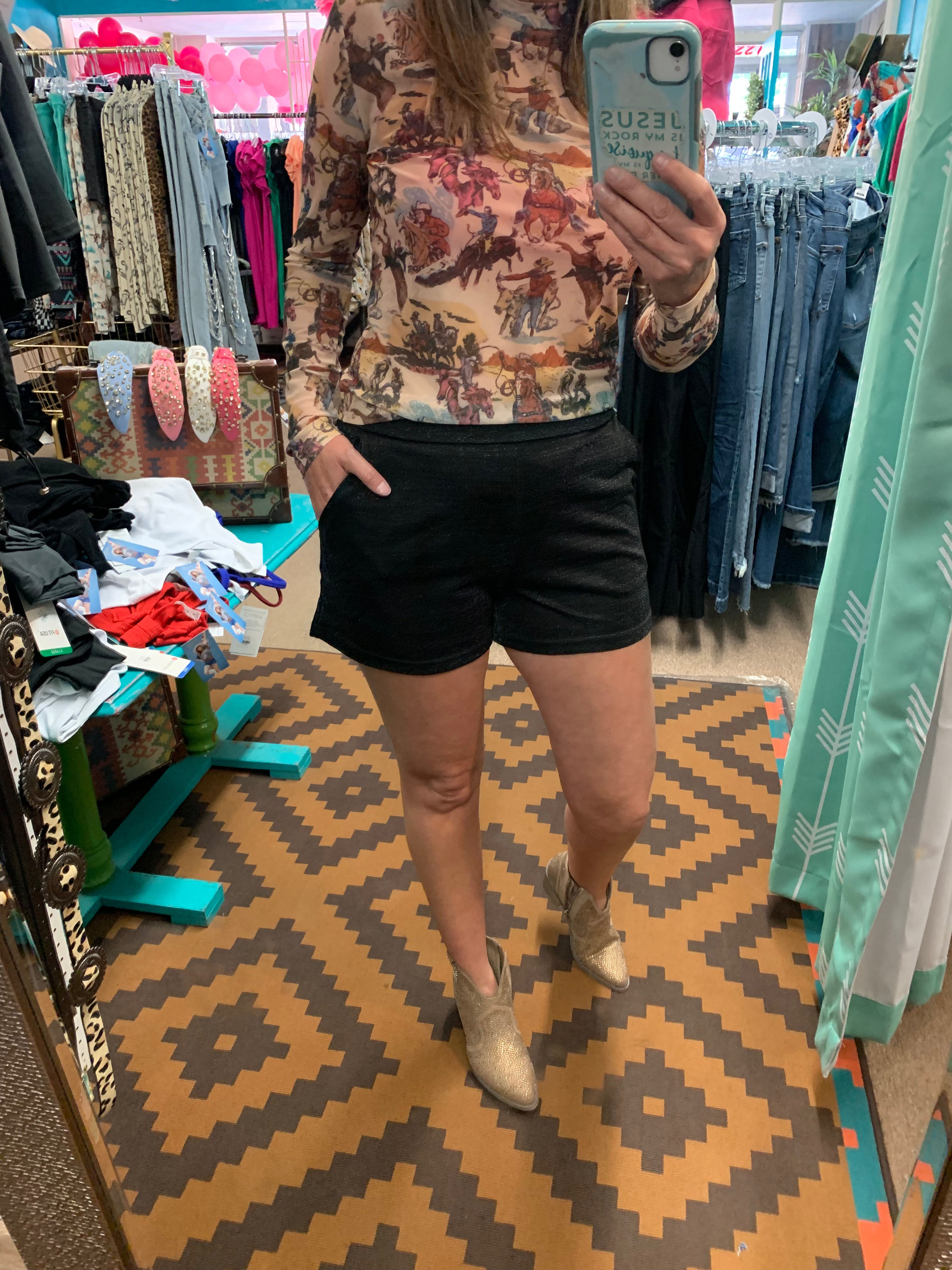 Black Sparkle Shorts – Rockin A Design TX