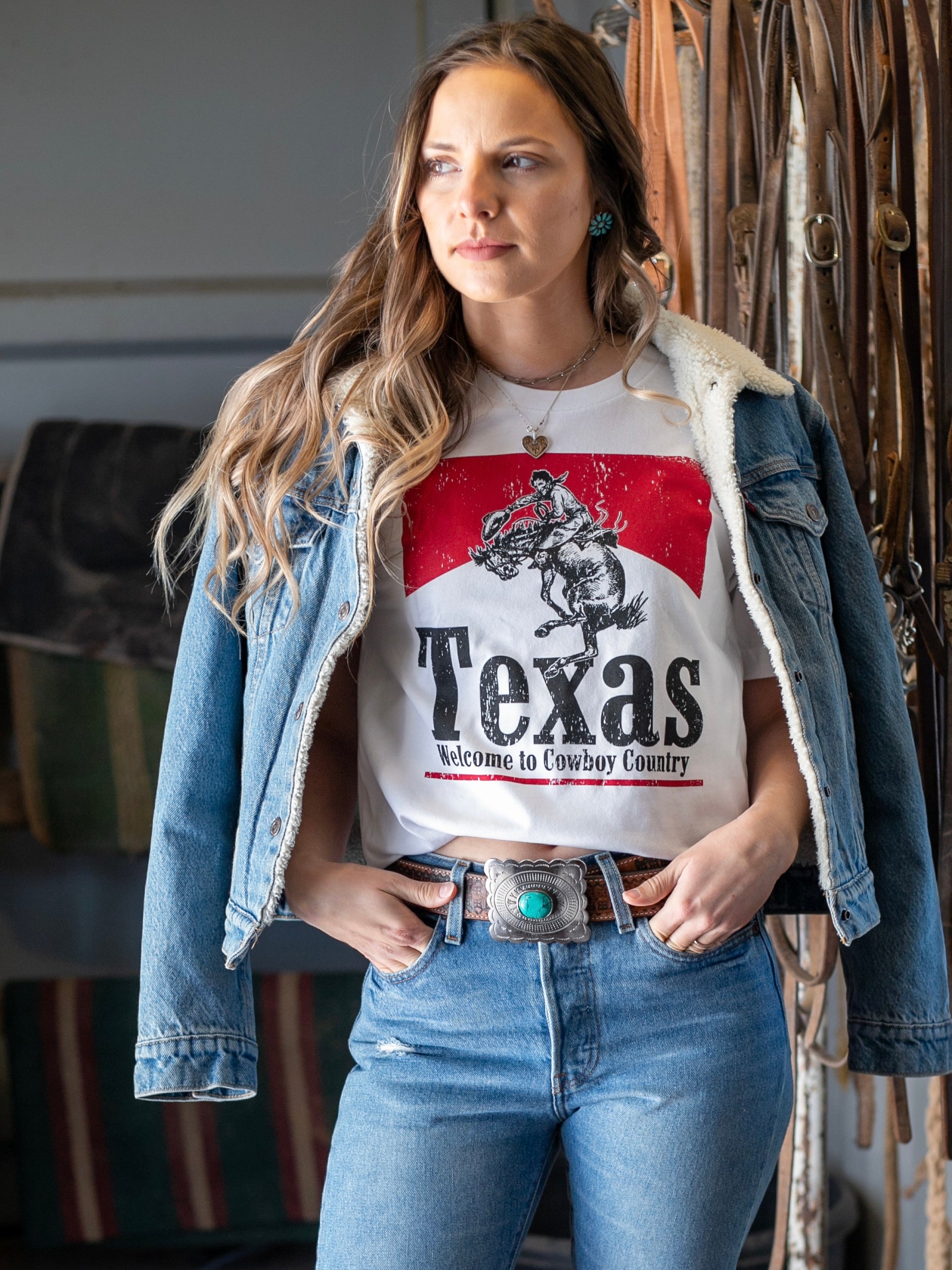 Texas Bronc Welcome to Cowboy Country graphic tee – Rockin A Design TX